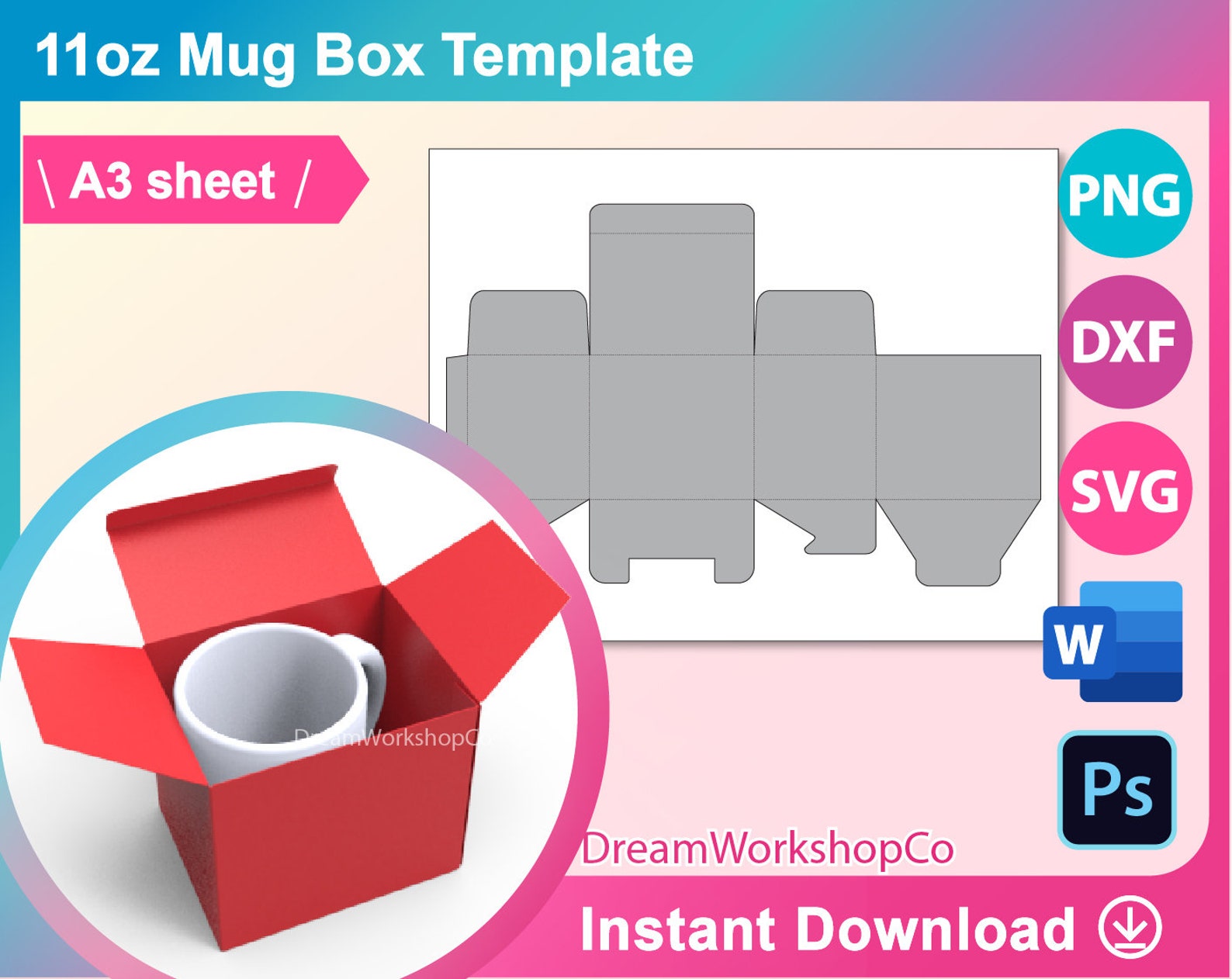 11oz Mug Box Template Sublimation Template Cut Files SVG - Etsy