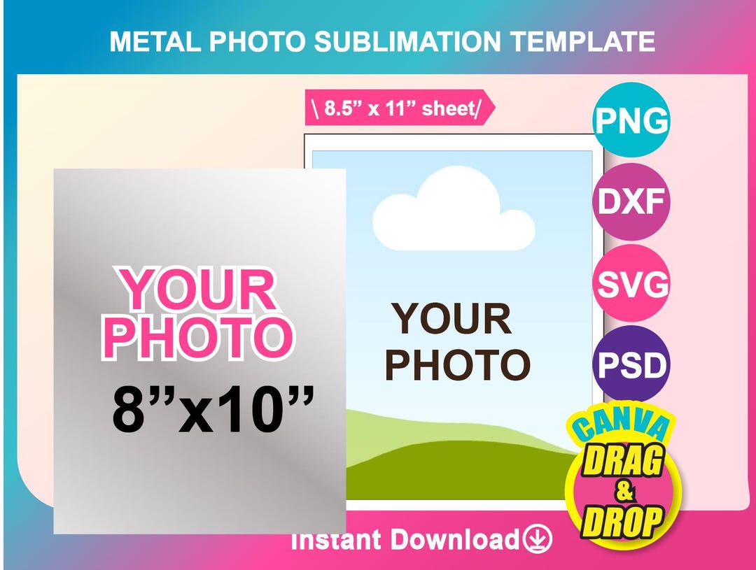 8x10 Metal Photo Sublimation Template, Photo Sublimation Template, SVG ...