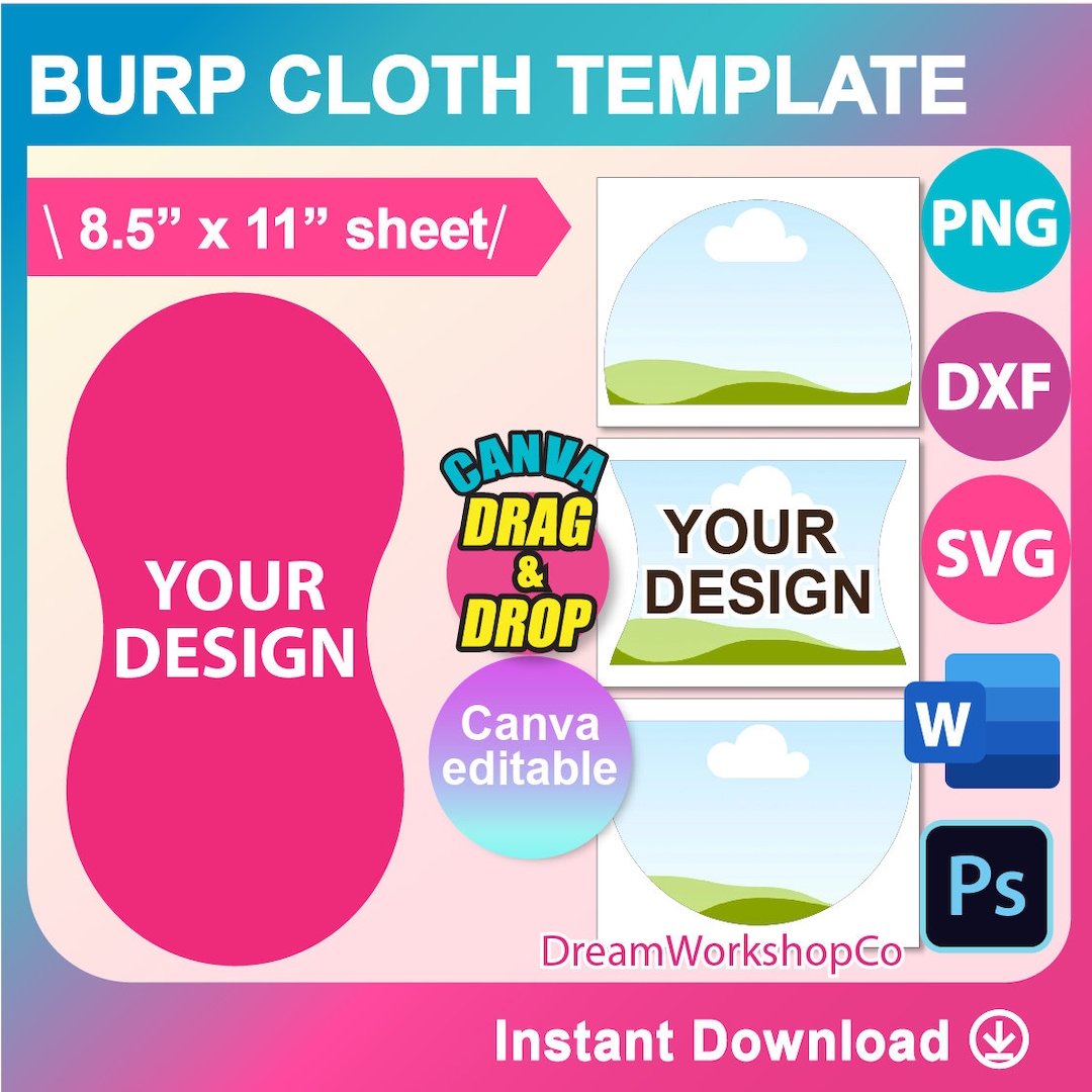 Baby Burp Cloth Template, Sublimation Template, 8.5 X 11 Sheet Canva ...