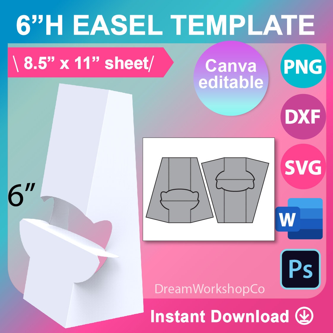 Easel, Photo Stand, DIY Photo Easel, Easel Back Template, , SVG, DXF ...