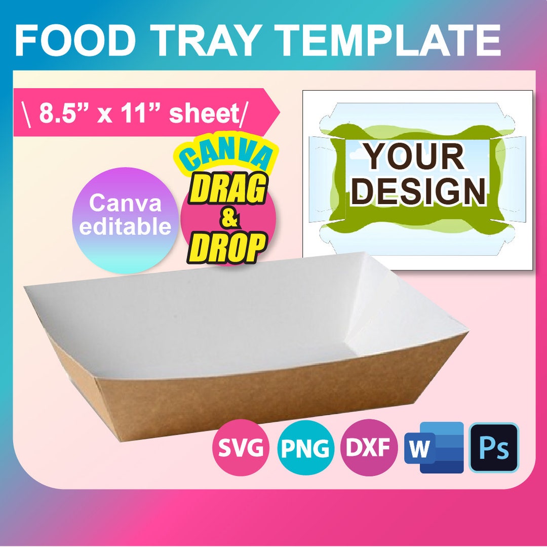 No Glue! Food Tray Template, Snack Box Template, Canva, SVG, DXF, Ms ...
