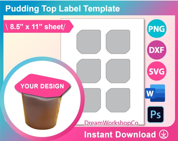 Pudding Top Label Template SVG Pudding Label SVG Dxf Ms | Etsy India
