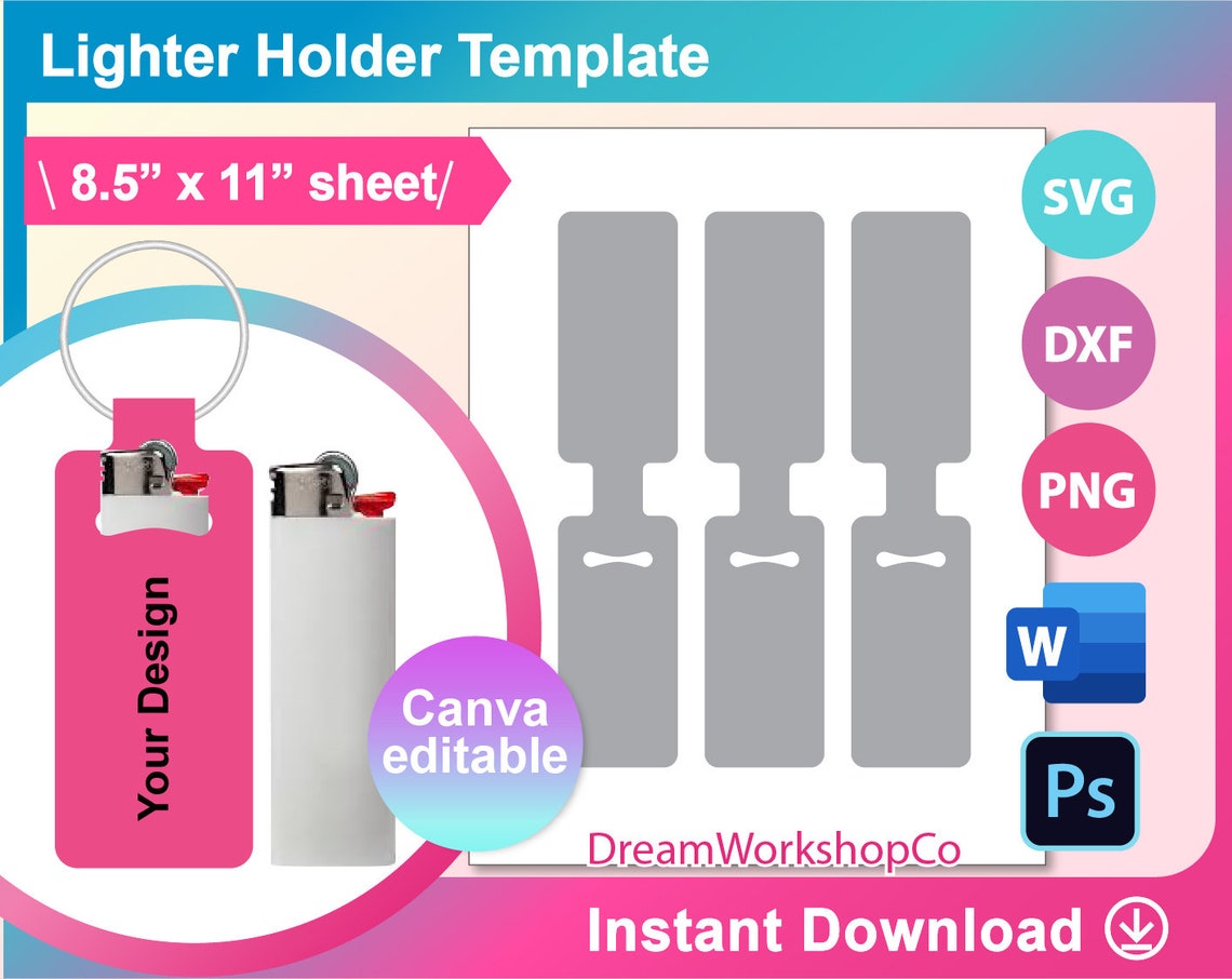 Lighter Holder Template, Sublimation Template, Canva, SVG, DXF, DOCX ...