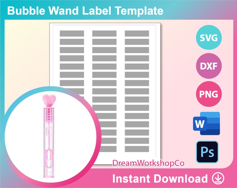 Bubble Wands Label Template Bubble Bottle Label Template | Etsy