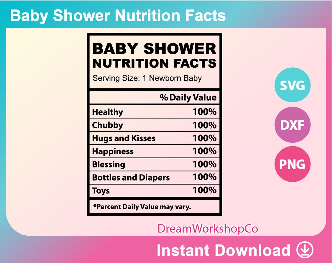 Baby Shower Nutrition Facts SVG, PNG, DXF (digital Download) - Etsy