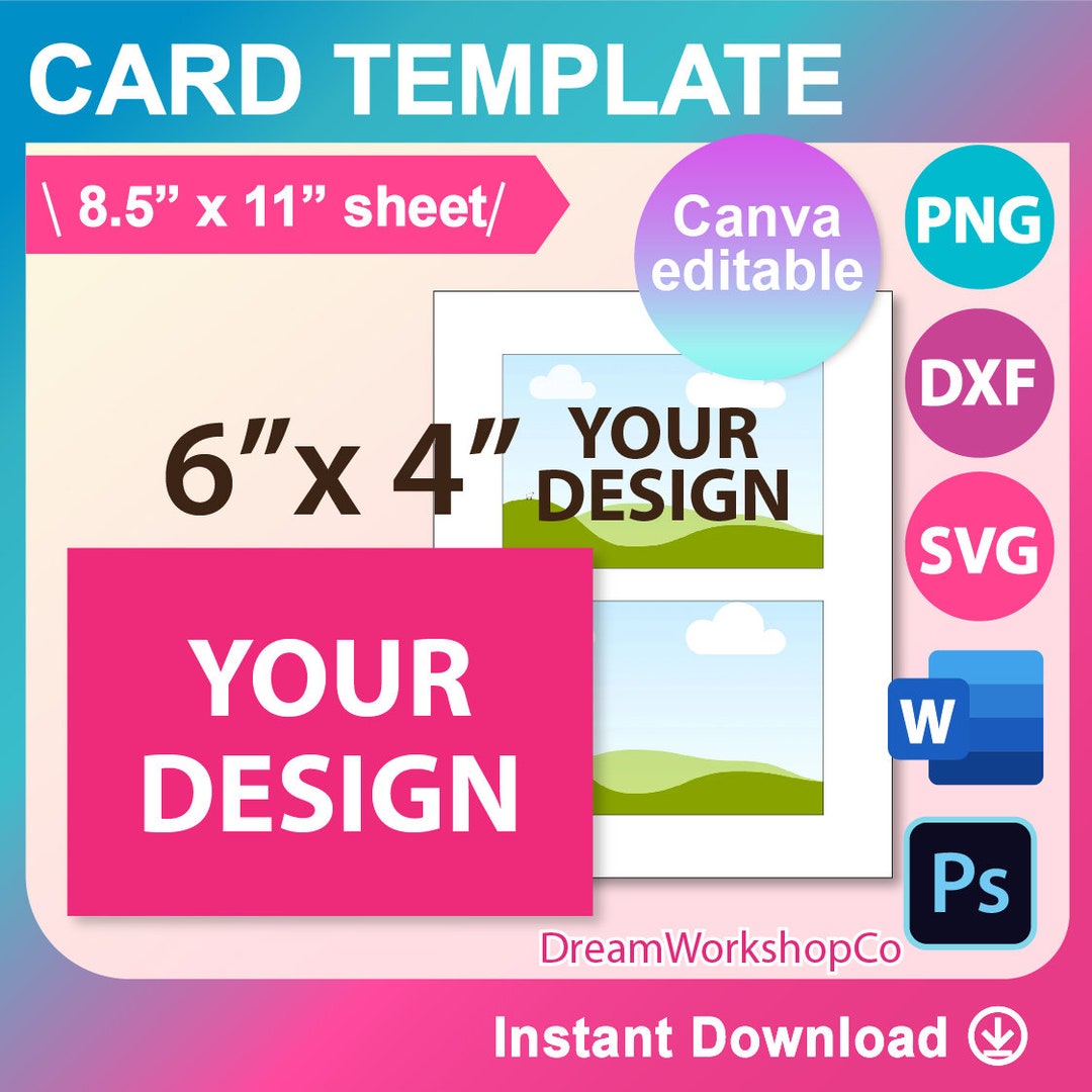 4" X 6" Invitation Card Template, Postcard, SVG, DXF, Ms Word Docx, Png ...