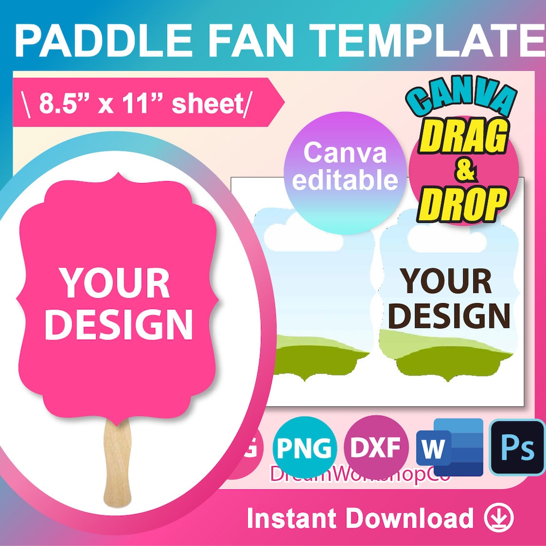 Paddle Fan Template: Canva, PSD, PNG, SVG, Doc Formats (instant ...