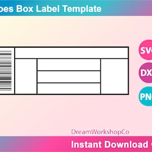 Shoe Box Label Template, SVG, DXF, PNG Printable, Instant Download - Etsy