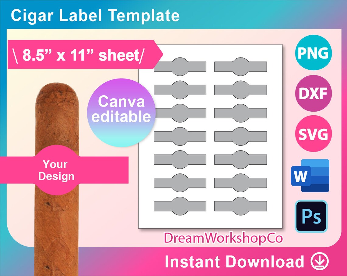 Cigar Wrapper Template Cigar Label Template SVG Canva DXF - Etsy