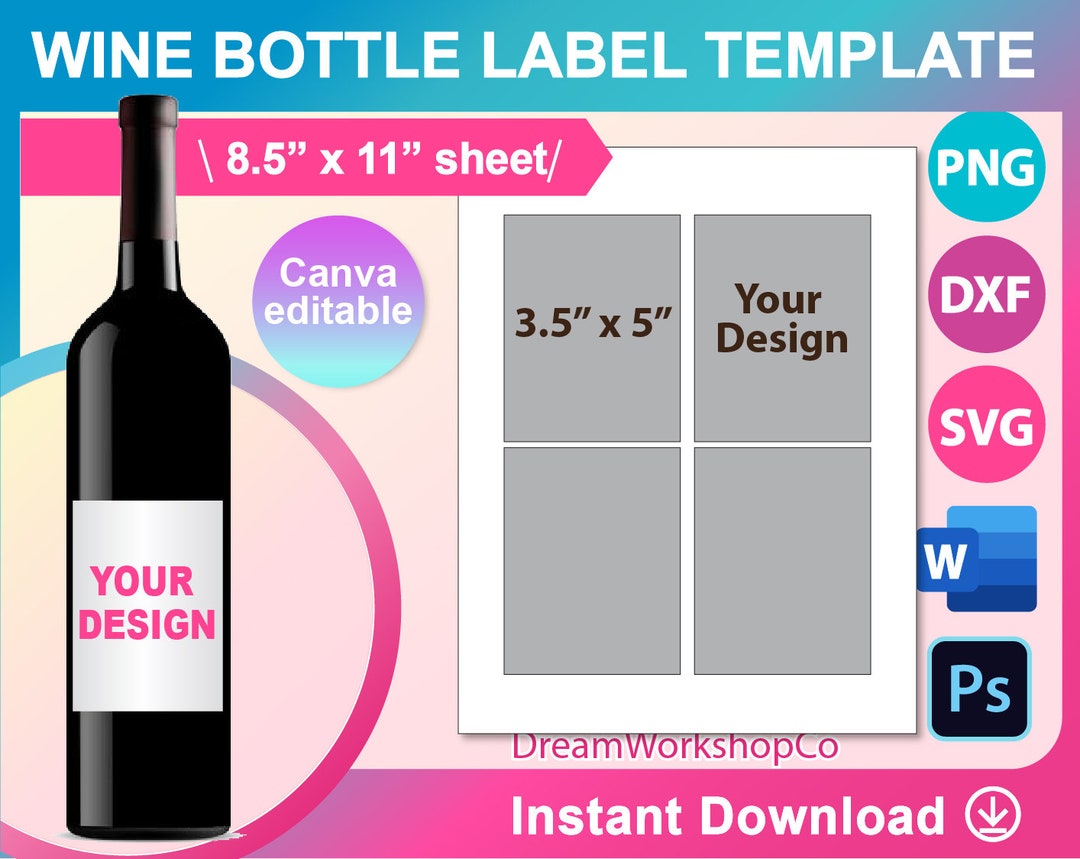750ml Wine Bottle Label Template Wine Label Template SVG - Etsy