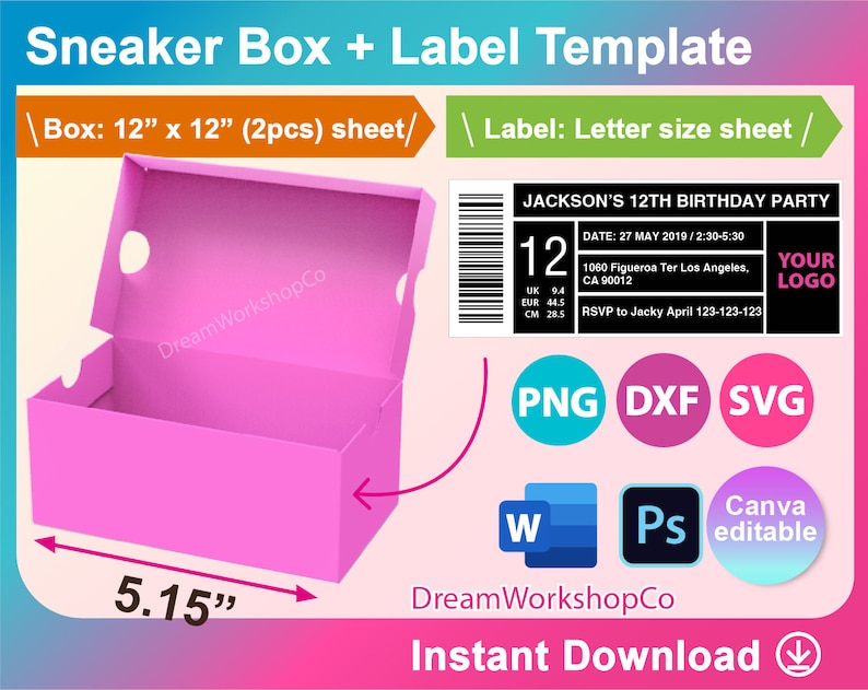 Mini Shoes Box Template Mini Sneaker Box Template Gift Box - Etsy