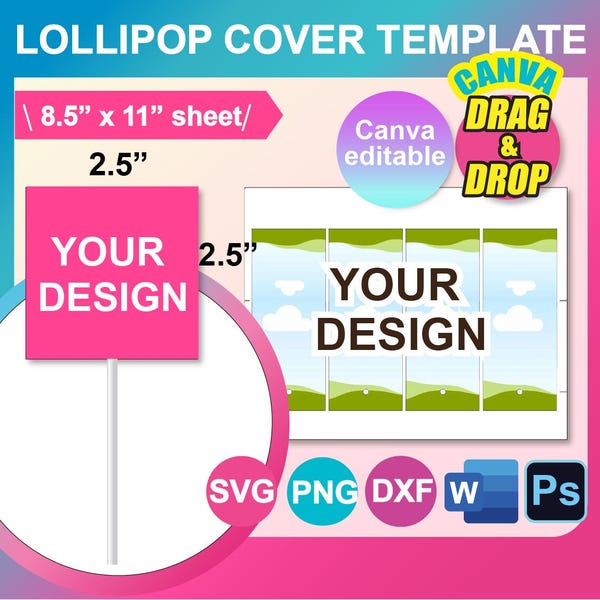 Lollipop Card Templates - Etsy