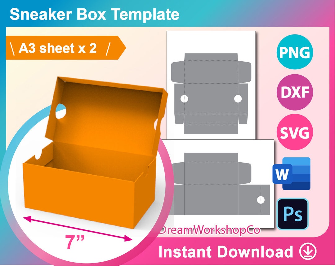 Mini Shoes Box Template, Mini Sneaker Box Template, Gift Box Template ...