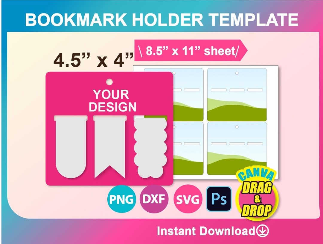 Magnetic Bookmark Holder Template, Bookmark Display Template SVG, Canva ...