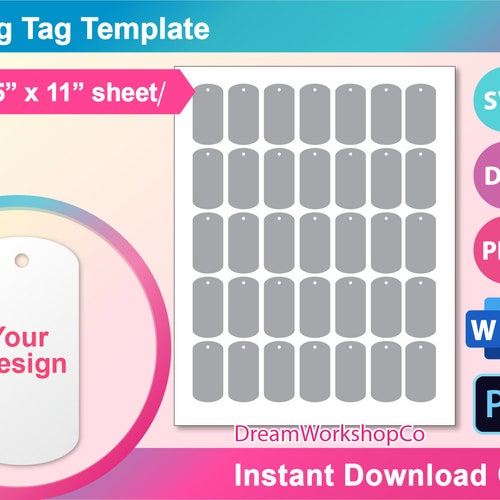 Dog Tag Template Dog Tag Template SVG DXF Ms Word Docx | Etsy