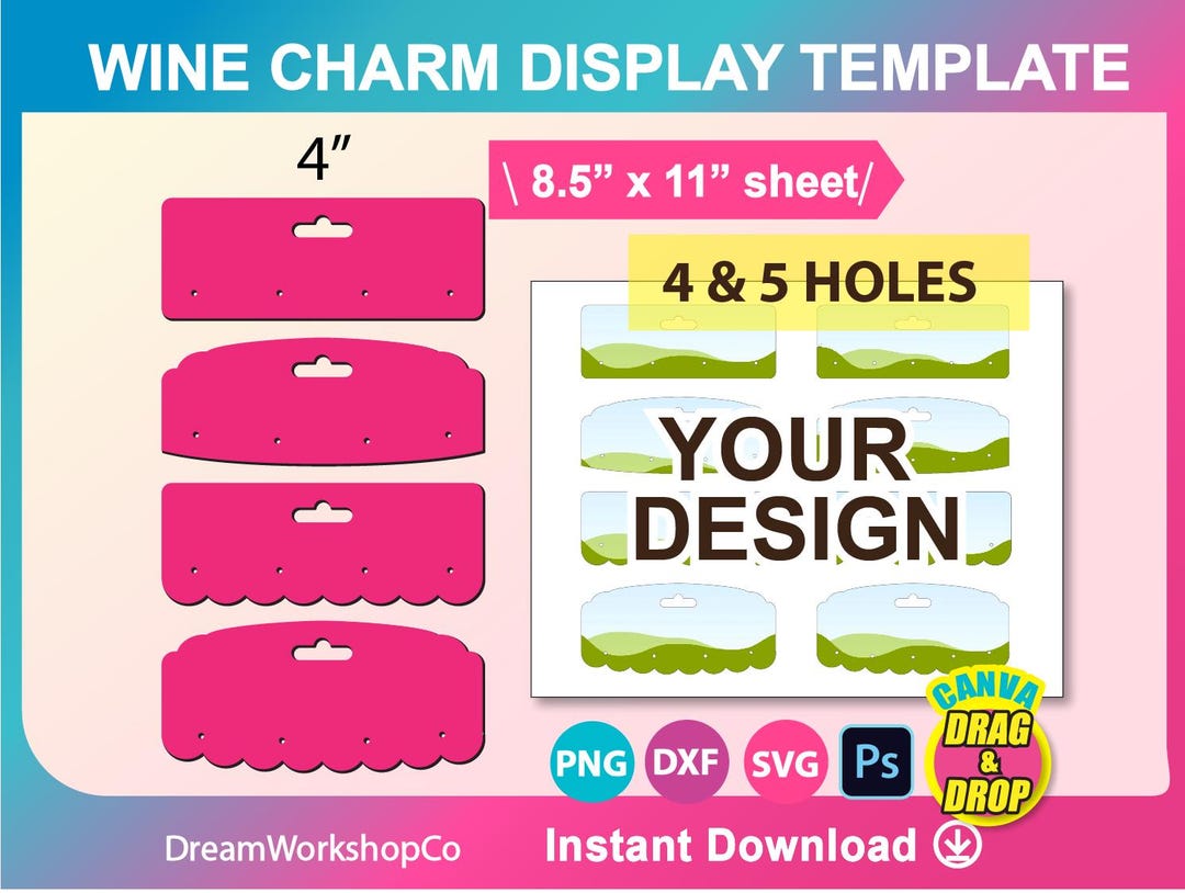 Wine Glass Charm Display Card Template, Wine Glass Charm Display Card ...