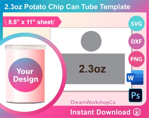 2.3oz Chip Can Template Chip Can Label Template SVG DXF Ms - Etsy