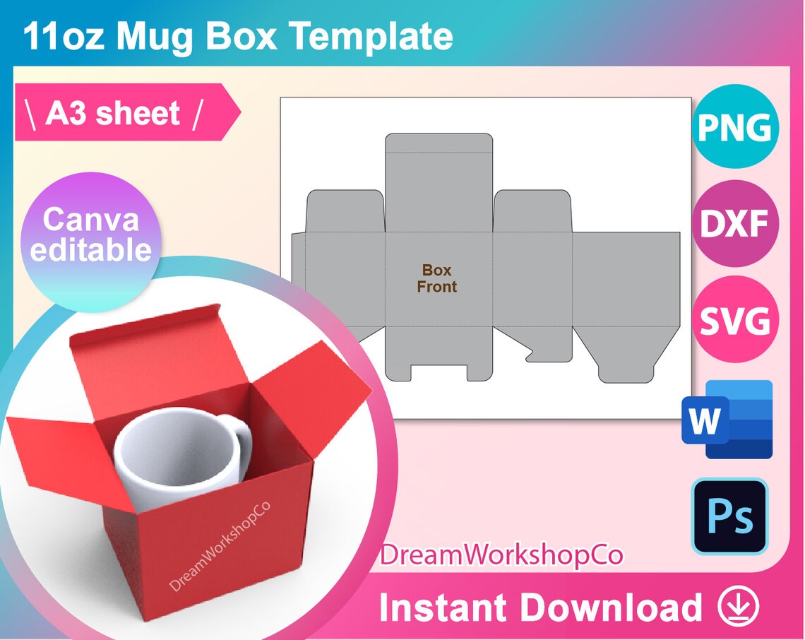 11oz Mug Box Template Sublimation Template Cut Files SVG - Etsy