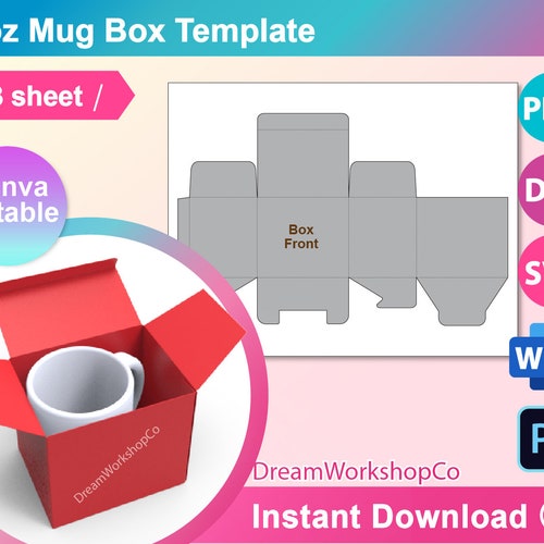 15oz Mug Box Template Sublimation Template Canva SVG DXF - Etsy