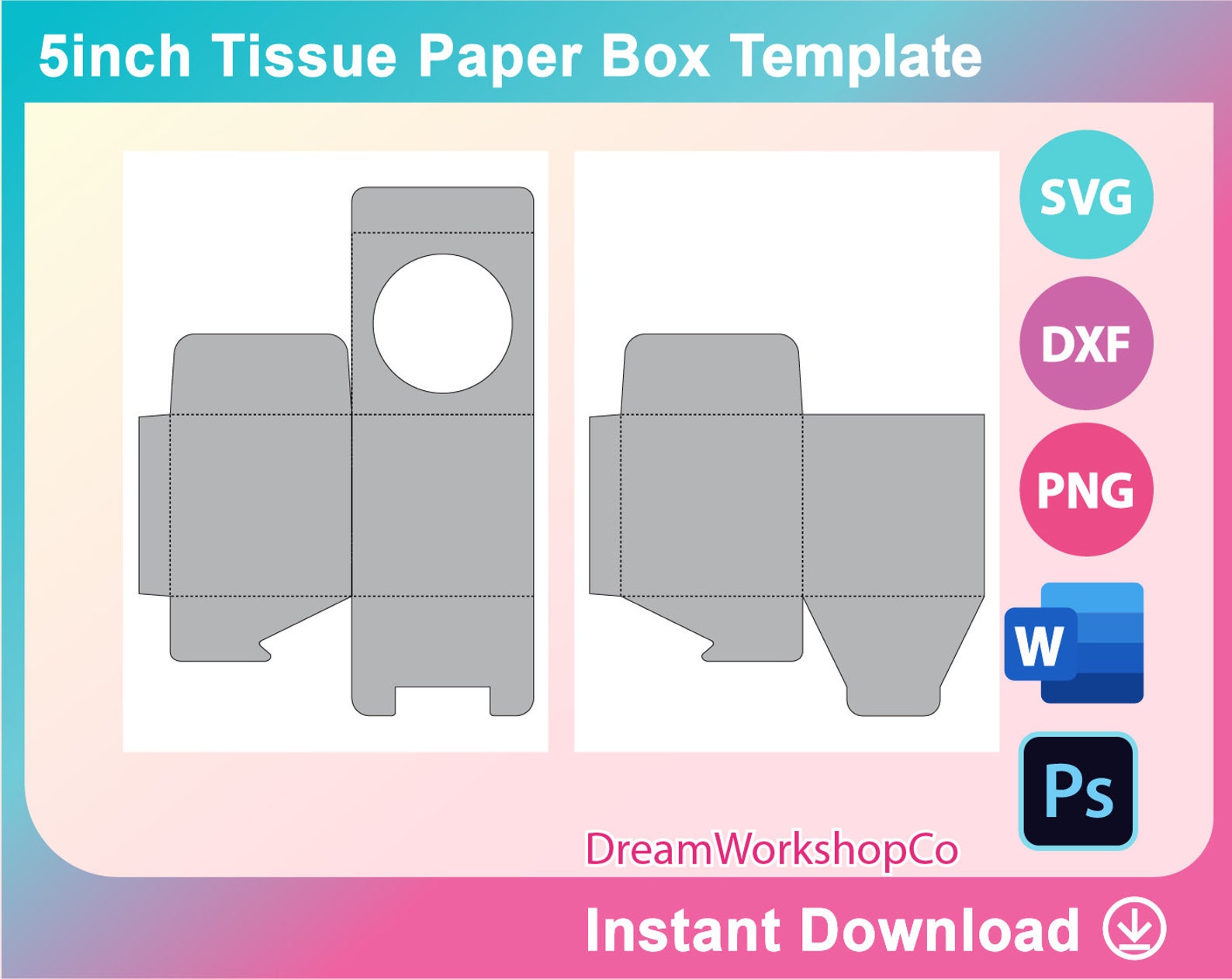 Tissue Box Template Tissue Box Svg Gift Box Template Ms | Etsy