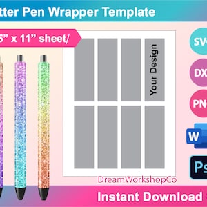 Glitter Pen Wrapper Template Glitter Pen Box Template SVG - Etsy