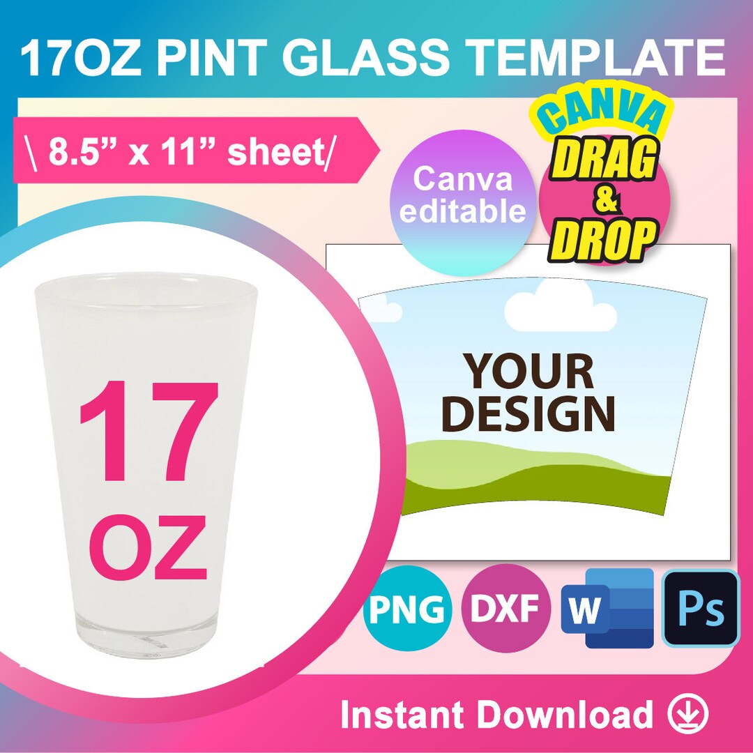 17oz Pint Glass Template: Sublimation Design (digital Download) - Etsy