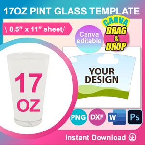 17oz Pint Glass Template: Sublimation Design (digital Download) - Etsy