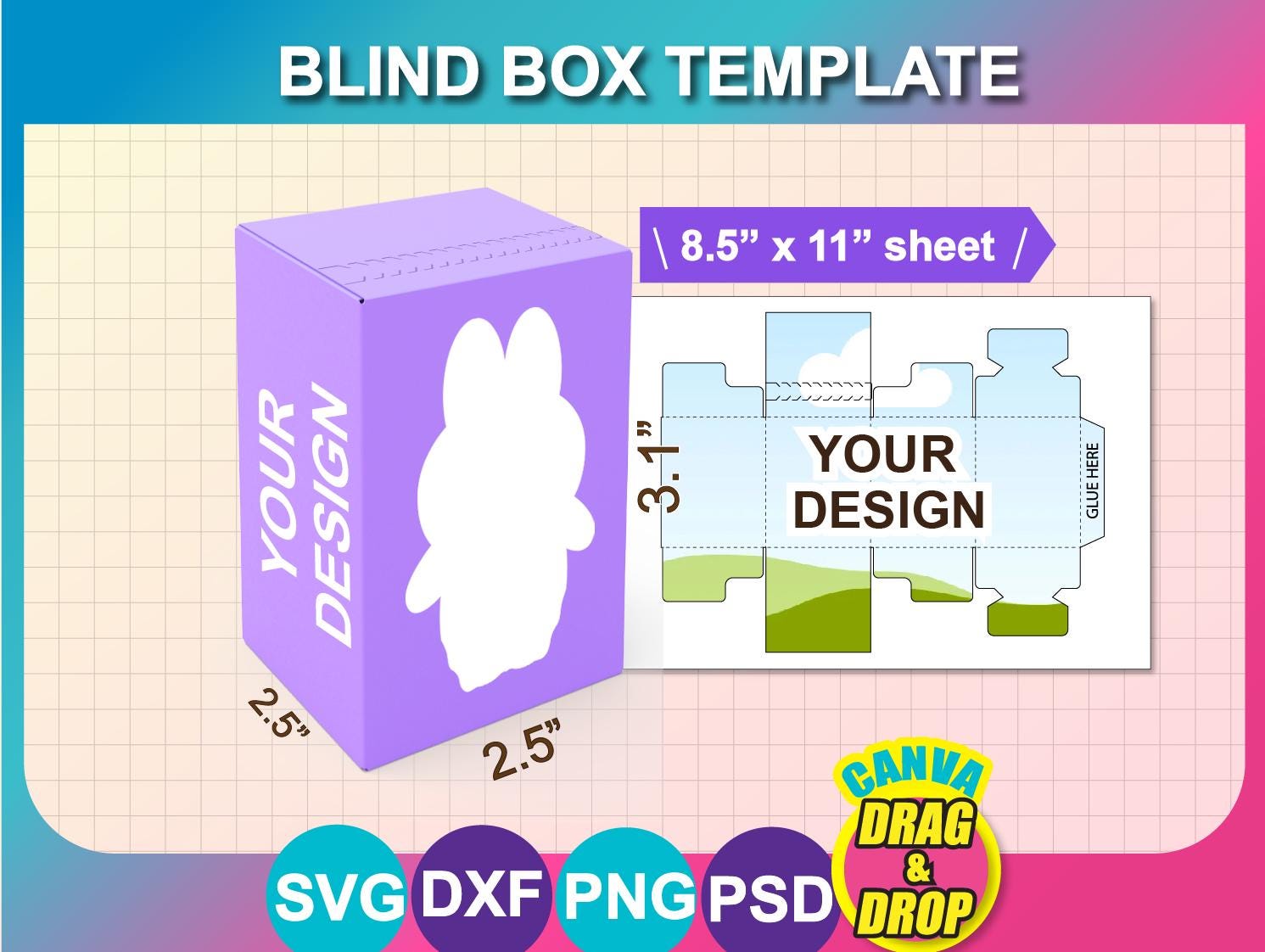 Blank Blind Box Template, Vinyl, SVG, DXF, Canva, PSD (instant Download ...