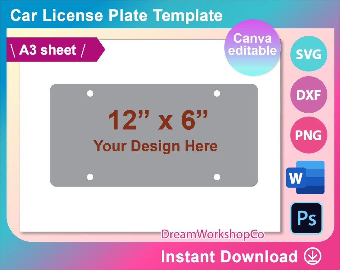 Car License Plate Template Sublimation License Plate - Etsy