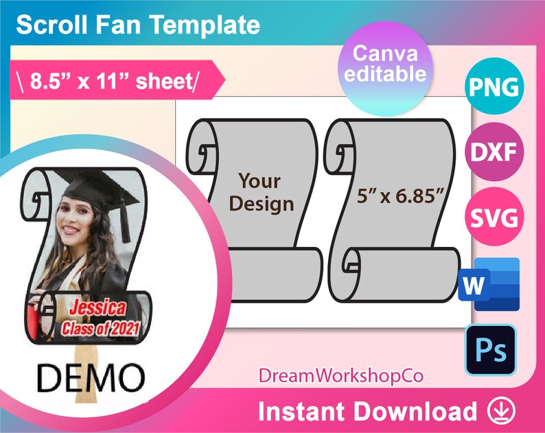 Scroll Fan Template PSD SVG DXF Ms Word Docx Canva Png - Etsy