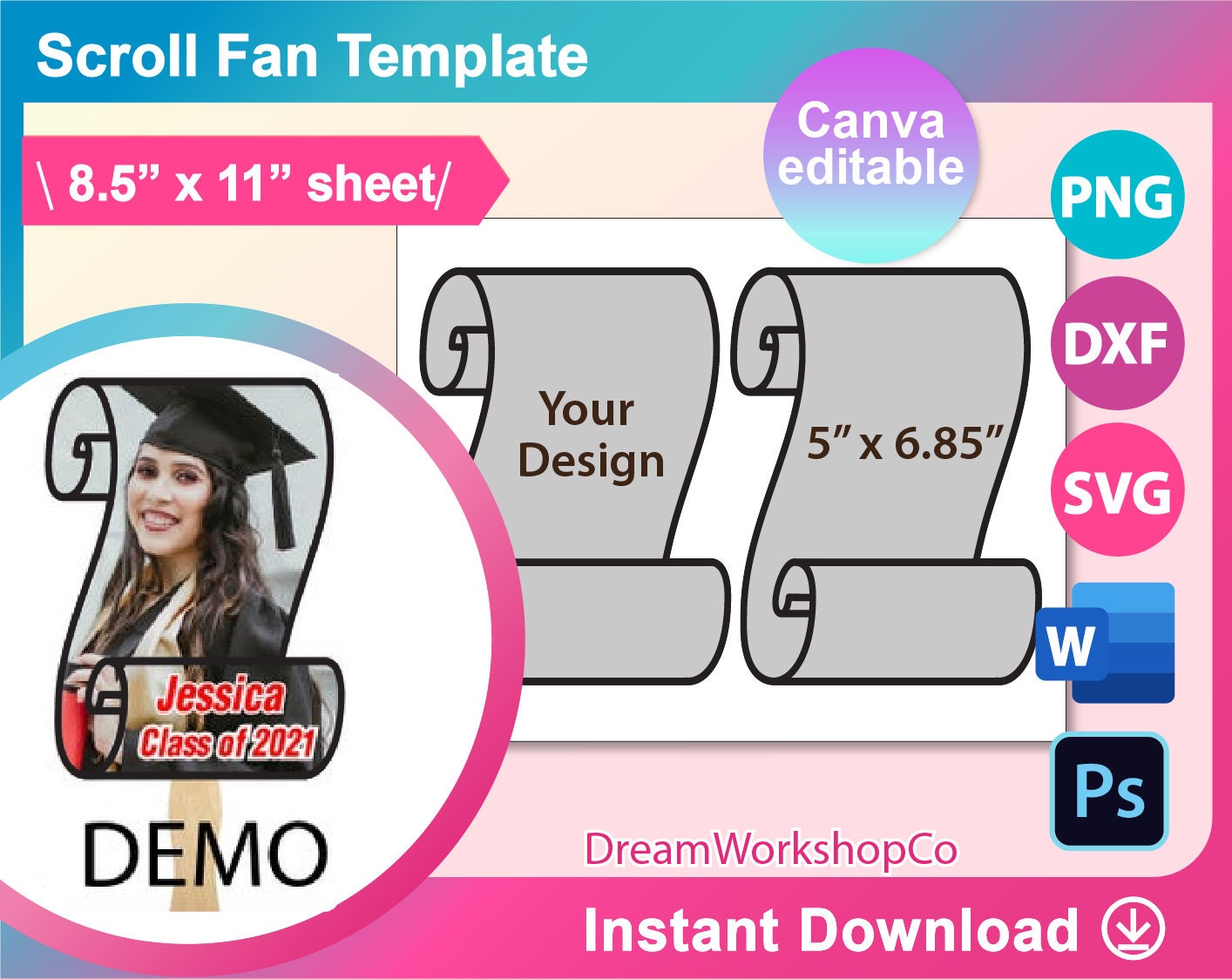 Scroll Fan Template PSD SVG DXF Ms Word Docx Canva Png - Etsy Hong Kong