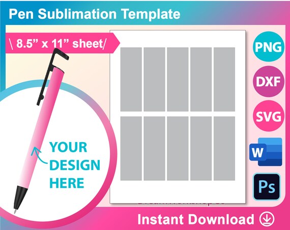 Pen Sublimation Template SVG DXF Canva Ms Word Docx Png - Etsy