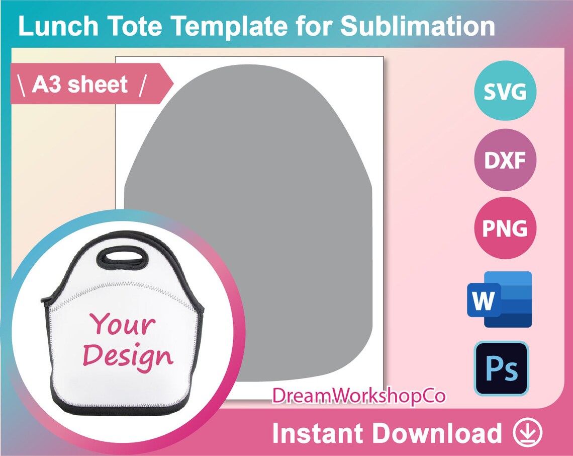 Lunch Bag Template Sublimation Template SVG DXF Ms Word | Etsy
