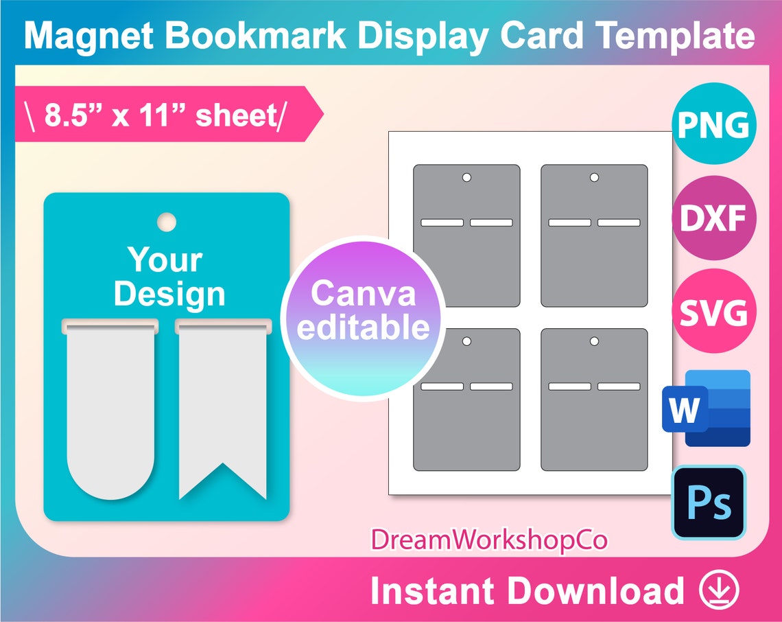 Magnetic Bookmark Holder Template Bookmark Template SVG - Etsy