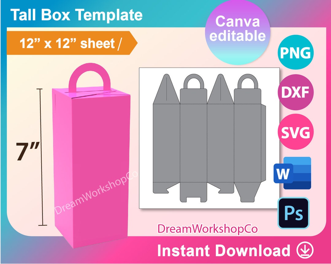 Tall Gable Box Template, Tall Gable Box, Box With Handle Template, Gift ...