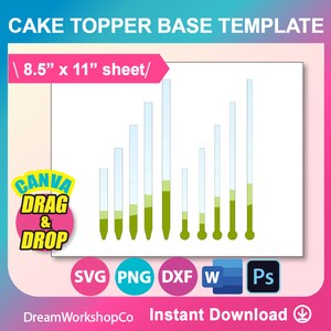 Cake Topper Base Template, Canva, Ms Word, PSD, PNG, SVG, Dxf, 8.5x11 ...