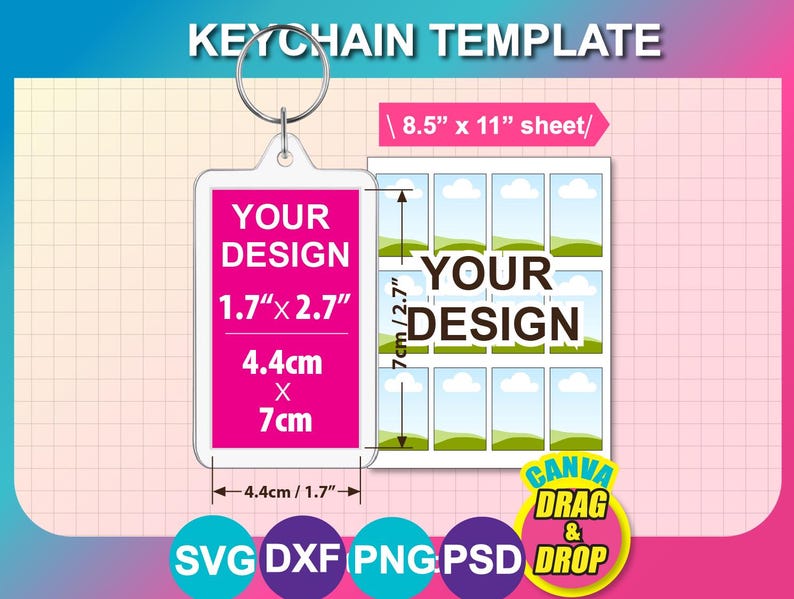 Acrylic Keychain Template, Photo Insert Keychain Template, Rectangle ...