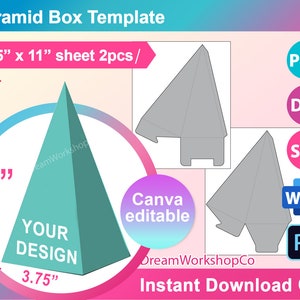 Pyramid Gift Box Template, Favor Box Template, Candy Box Template, SVG ...