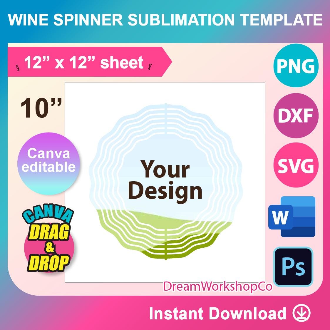 Wind Spinner Template, Sublimation Template, SVG, Ornament Box, Canva ...