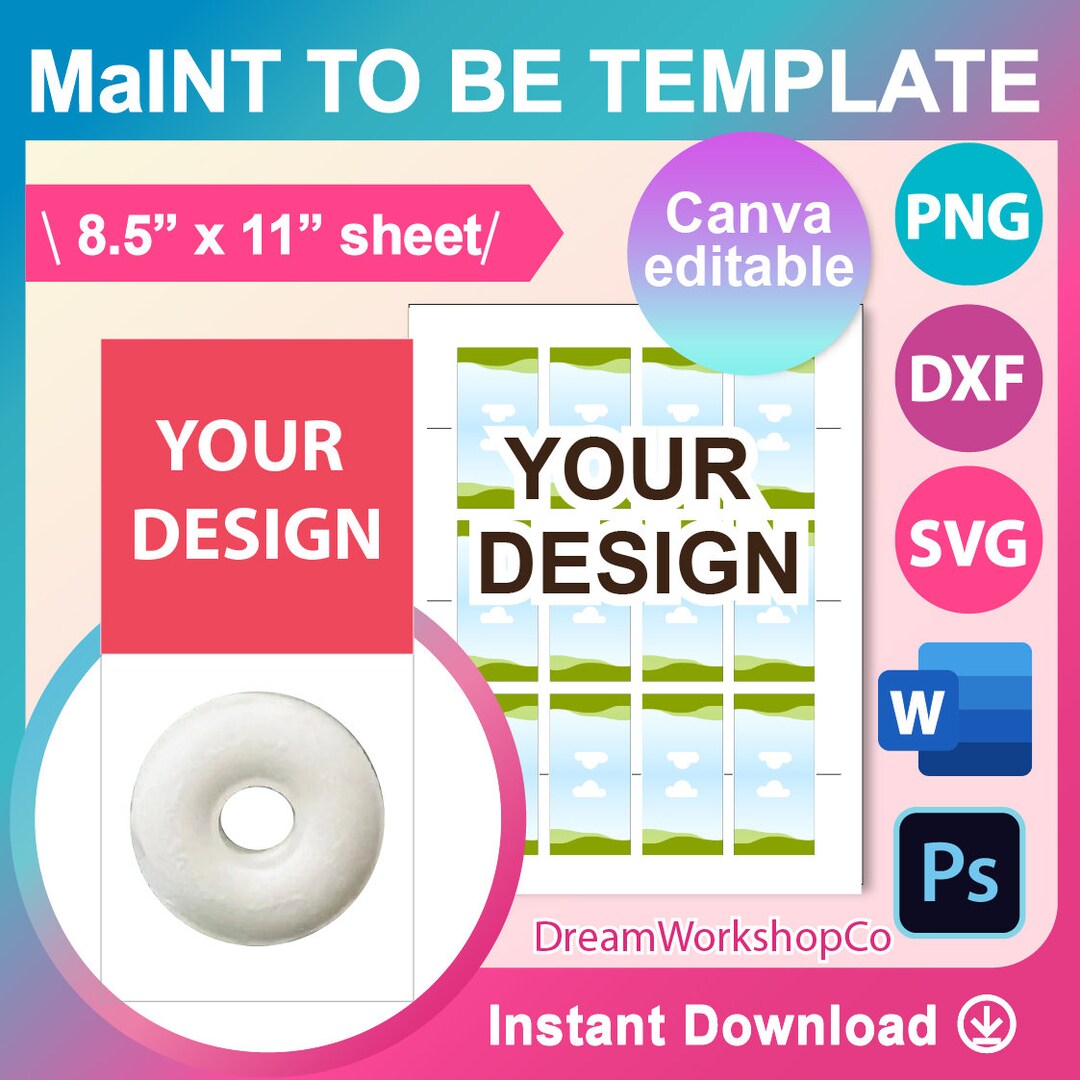 Mint to Be Template: Wedding Favor, Retirement, Canva, SVG, DXF, Psd ...