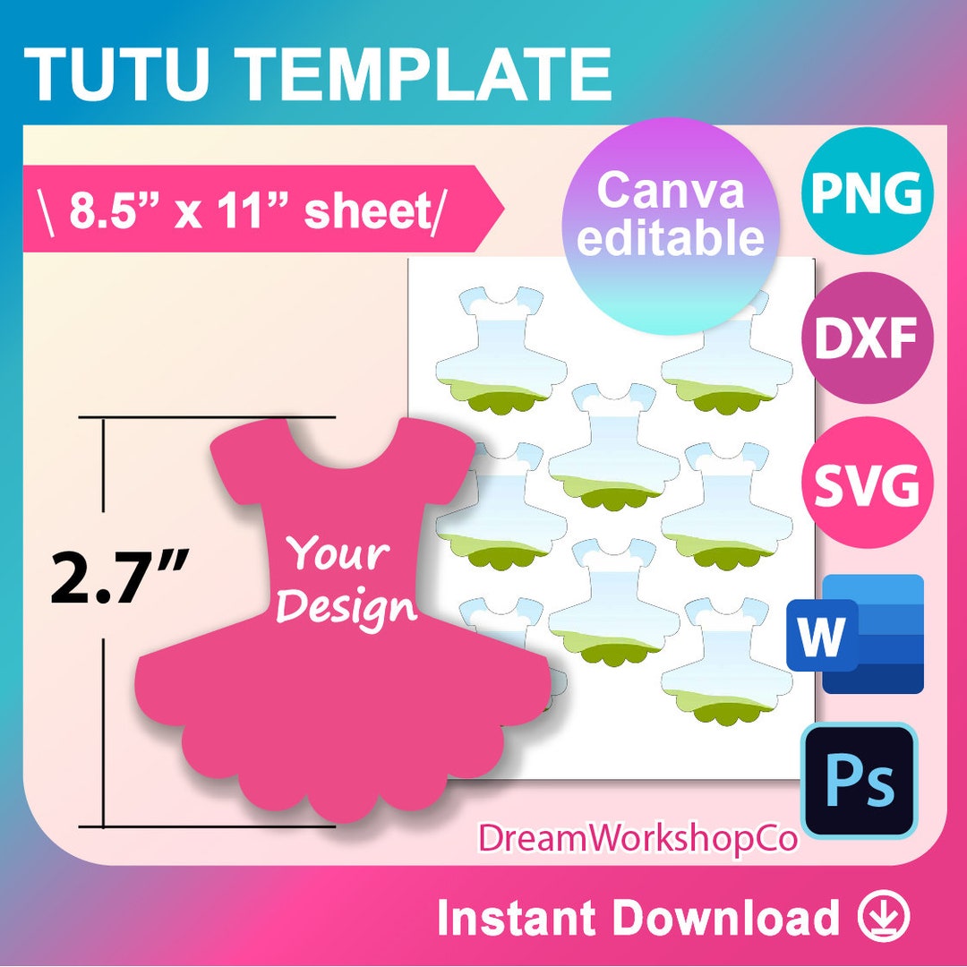 Tutu Template: Baby Shower Cupcake Topper (SVG, PNG, PSD, Dxf) - Etsy