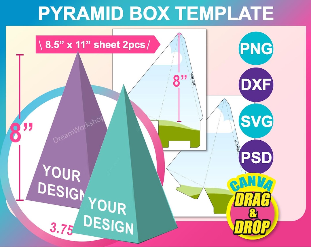 Pyramid Gift Box Template, Favor Box Template, Candy Box Template, SVG ...