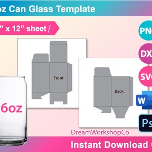 16oz Can Glass Box Template Beer Can Glass Box Canva Ms - Etsy