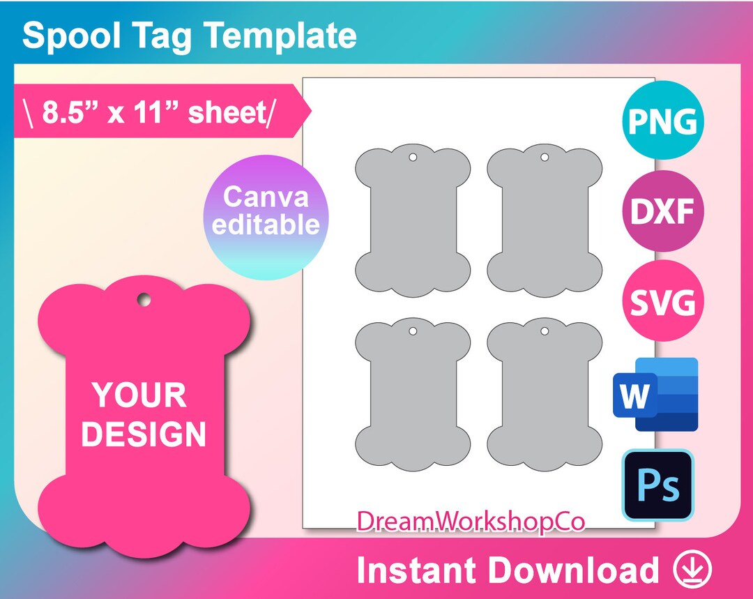 Thread Spool Tag Template, Spool Display Card SVG, Thread Spool Keeper ...
