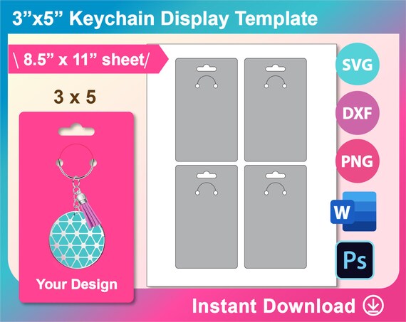 Keychain Display Card Template Keychain Display Card - Etsy