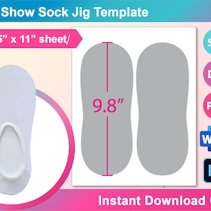 Sock Jig Template, No Show Sock Jig Template, Sublimation, Canva, SVG, DXF, Ms Word Docx, Png ...