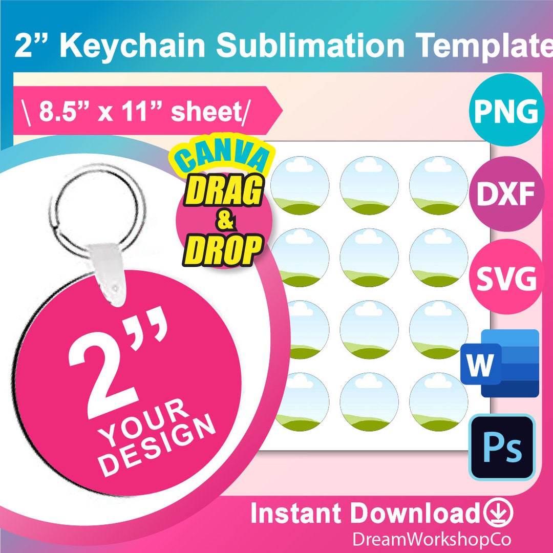 2" Circle Keychain Sublimation Template, Sublimation Template, Canva ...