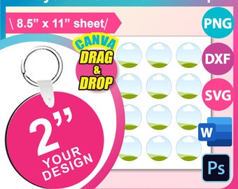 Rectangle Keychain Template, Sublimation Template, SVG, DXF, Canva, Ms ...