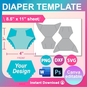 Diaper Card Template, SVG, DXF, Canva, Ms Word Docx, Png, Psd, 8.5"x11 ...