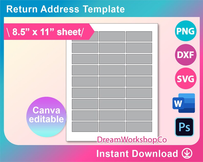 Return Address Labels Standard Address Template Canva SVG - Etsy